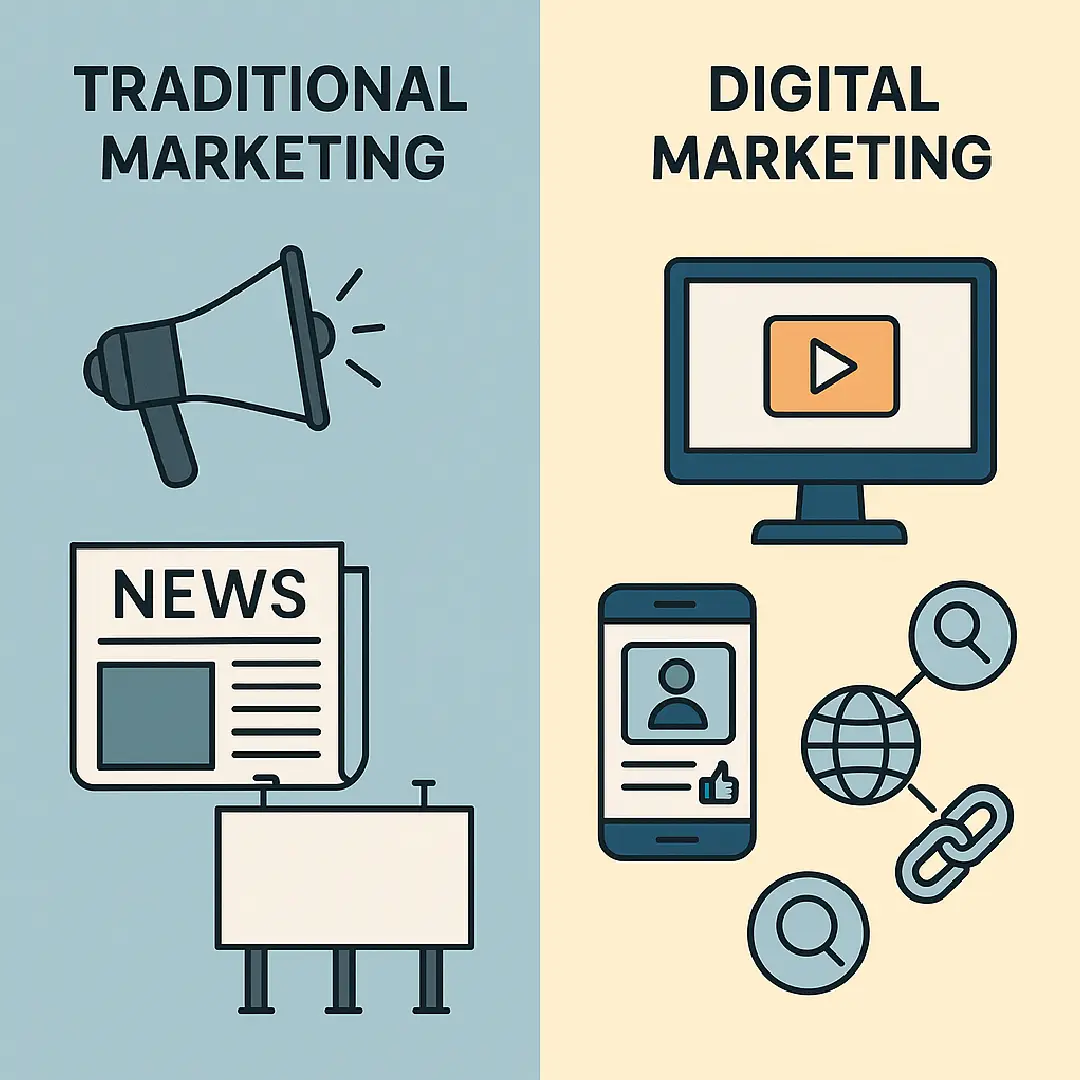 Difference Between Traditional Marketing and Digital Marketing | Explained